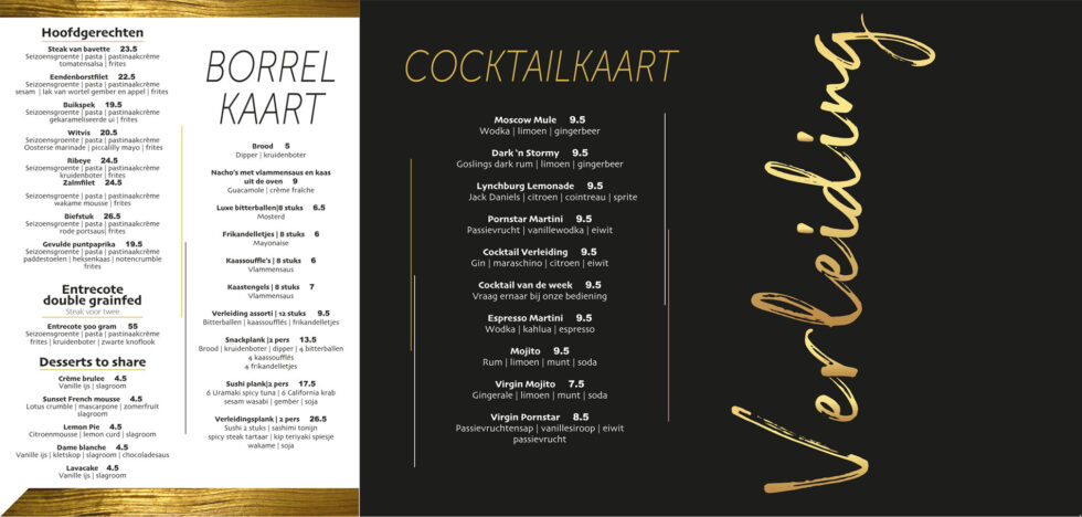 Menukaart - Grand Café Restaurant De Verleiding